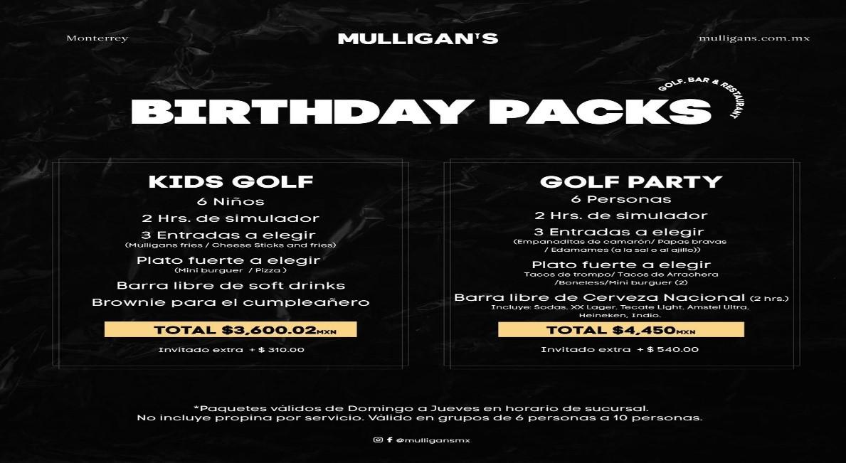 ¡Haz tu fiesta de cumpleaños en Mulligan’s! - Mulligan's Golf Bar ...
